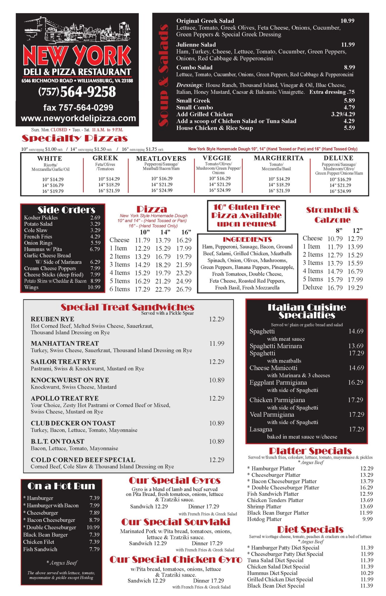 MENU – New York Deli